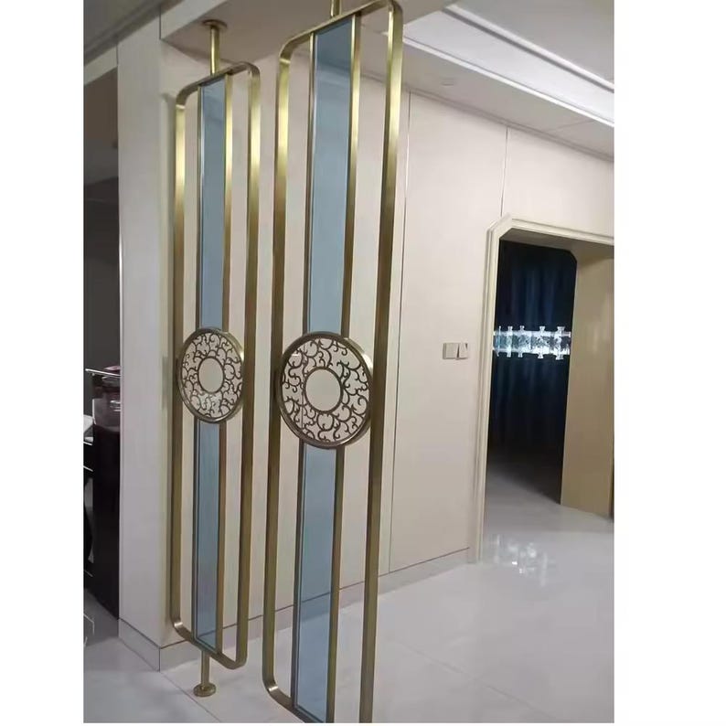 Custom Rose Gold PVD Stainless Steel Fluted Glass Partition Screen ...