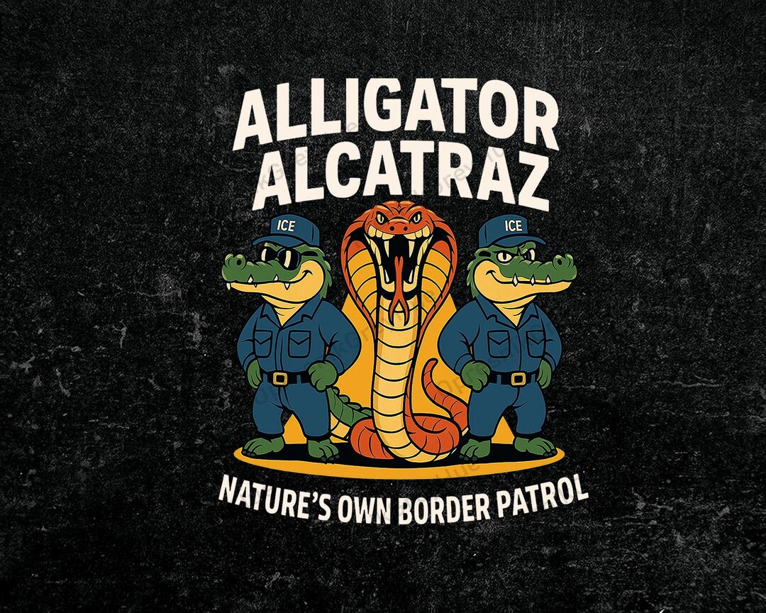 Alcatraz Gator PNG Est 2025, Angry Muscular Crocodile Clipart, Barbed ...
