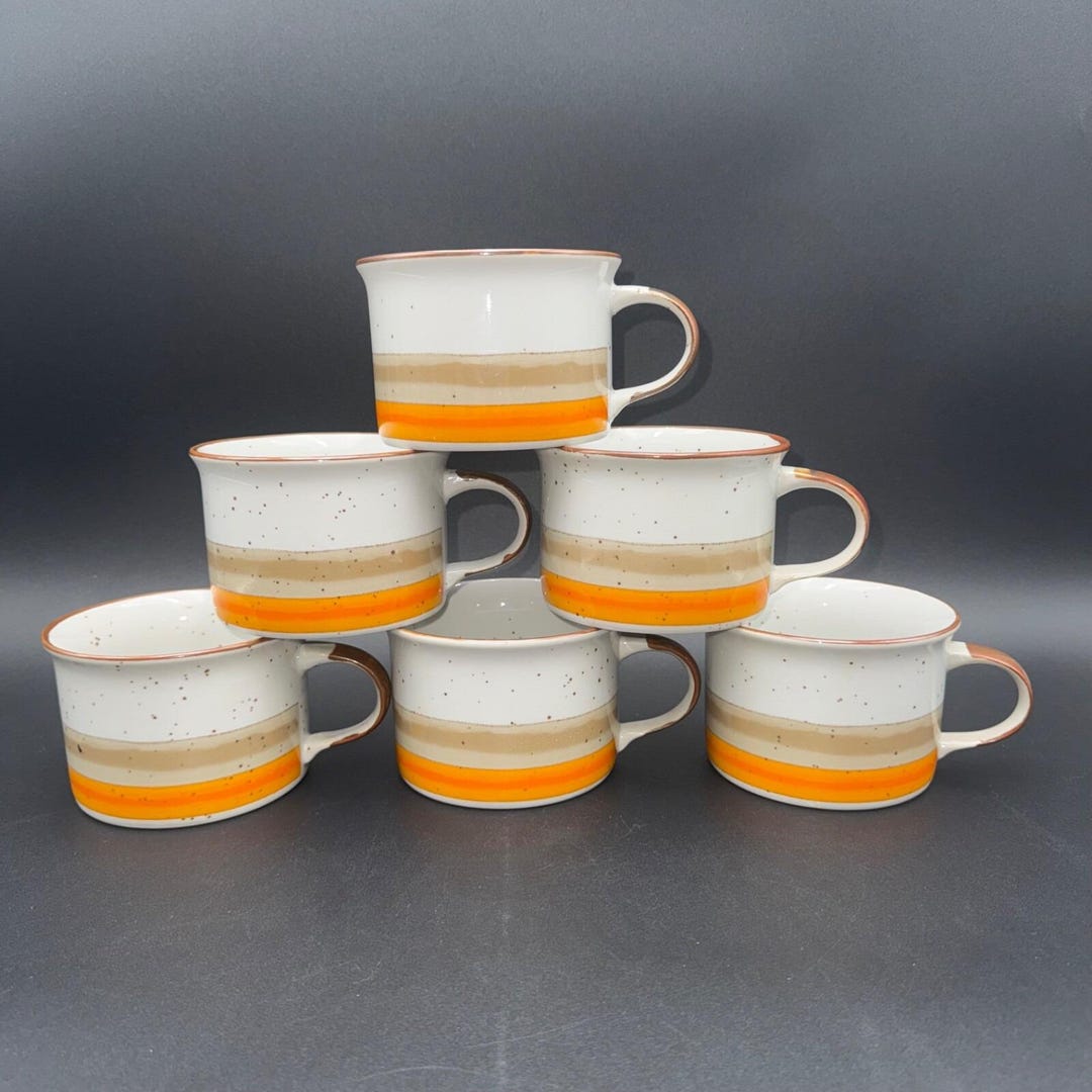 6 VTG Lunch Mates Soup Mug Cultura Collection Sunset Japan Speckled ...