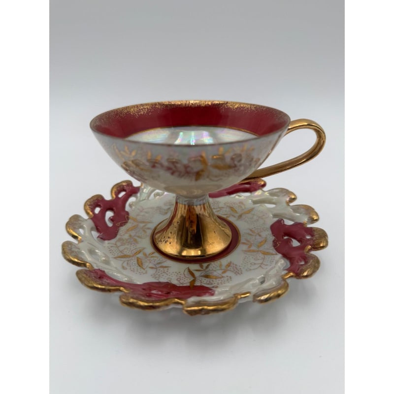 Cup and Saucer Holder Gold - Etsy