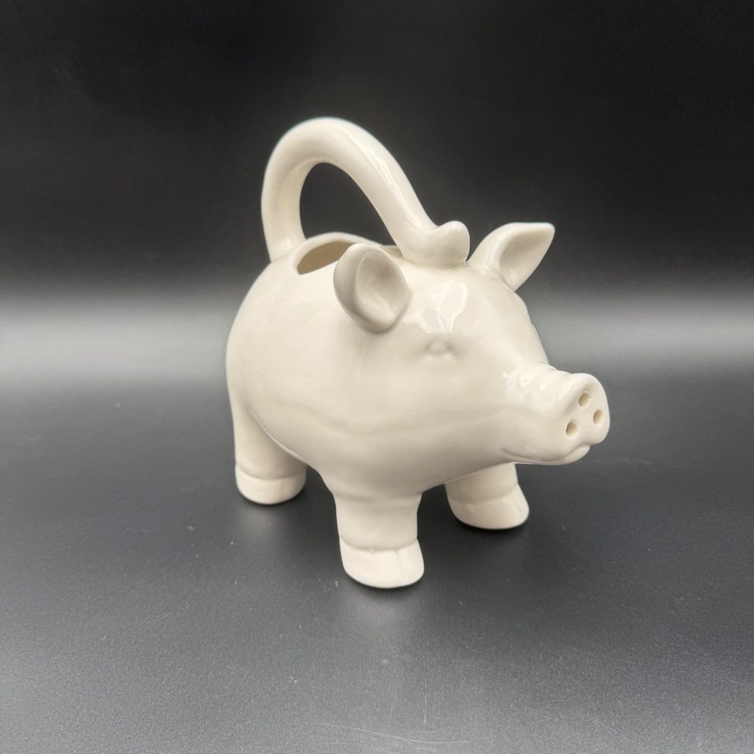 VTG White Ceramic Pig Wattering Can Piggy Pitcher 7 X 7.5 X 4" - Etsy