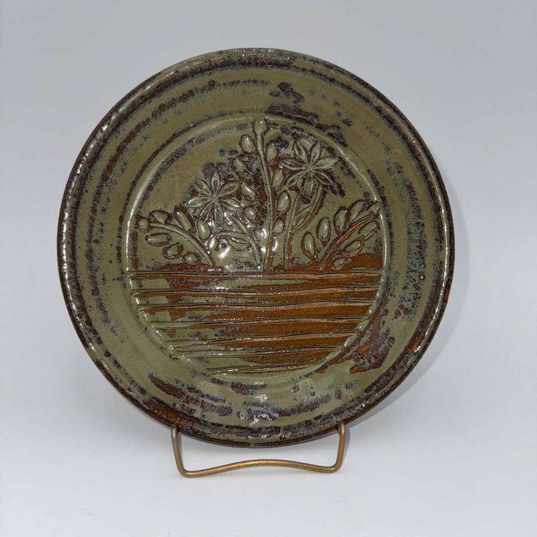 Susan Rodrigue Hand Made Pottery Dish Garlic Mincer 7.25" Signed - Etsy