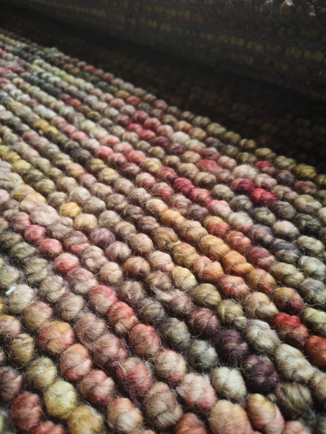 Handmade Earth Tone Wool Pebble Rug | Chunky Felt Ball Carpet - Etsy