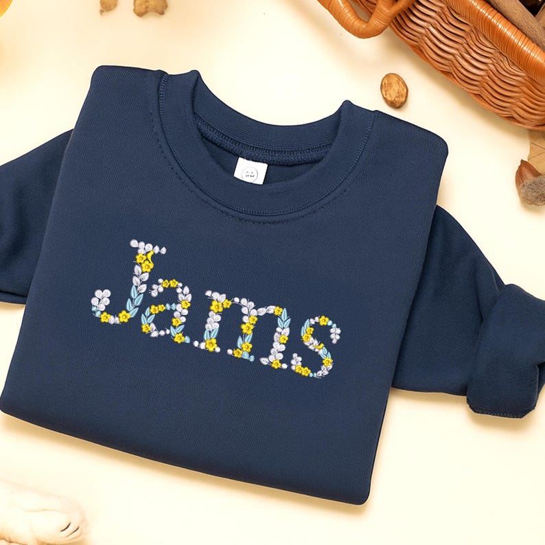 Custom Embroidered Floral Baby Sweatshirt: Personalized Toddler ...
