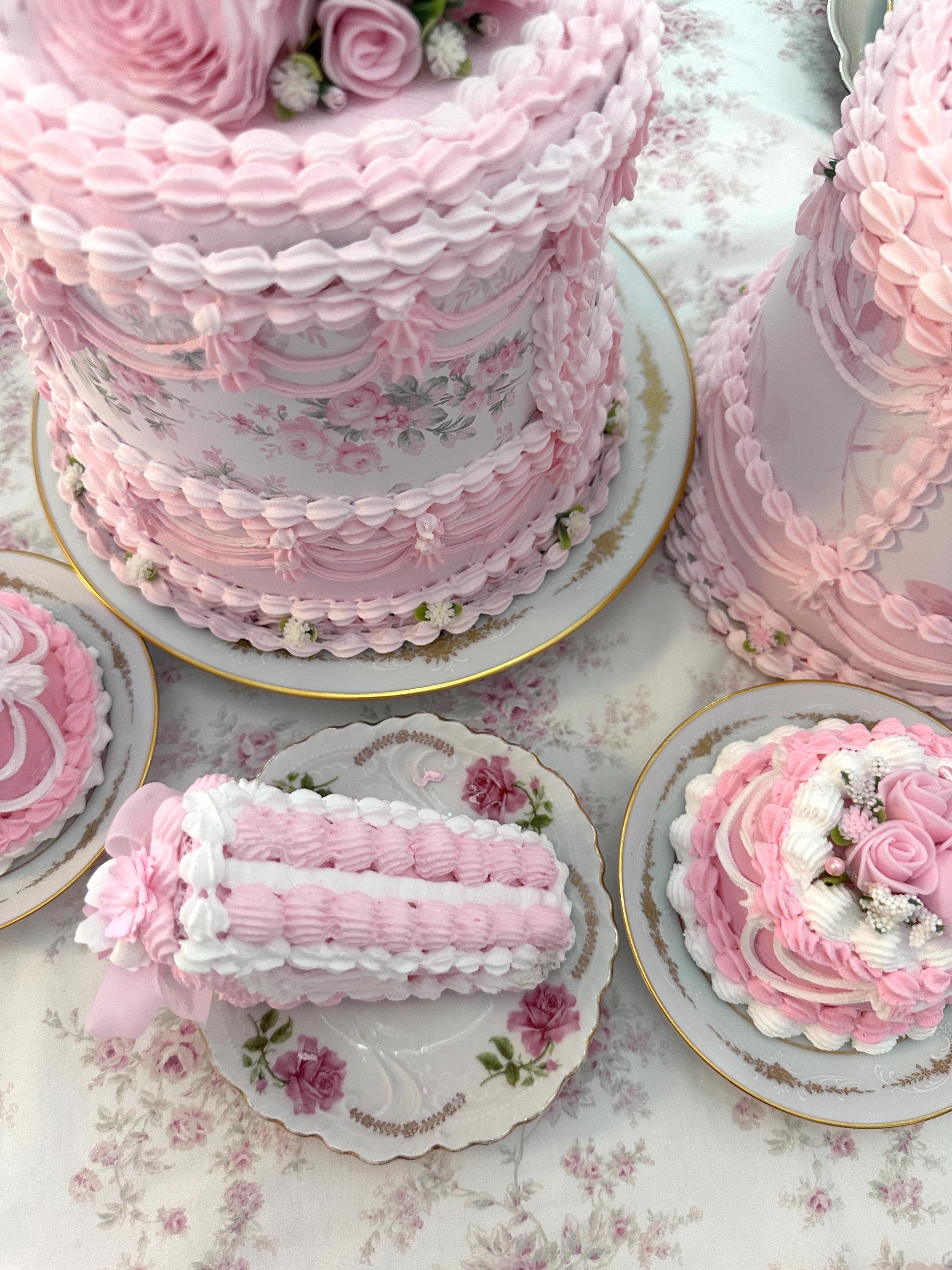Beautiful Pink Princess Faux Cake Slice Roses - Marie Antoinette Love ...
