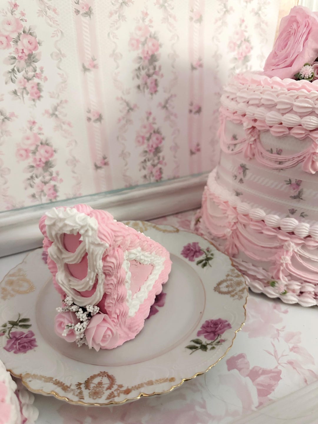 Beautiful Pink Princess Faux Cake Slice Roses - Marie Antoinette Love ...