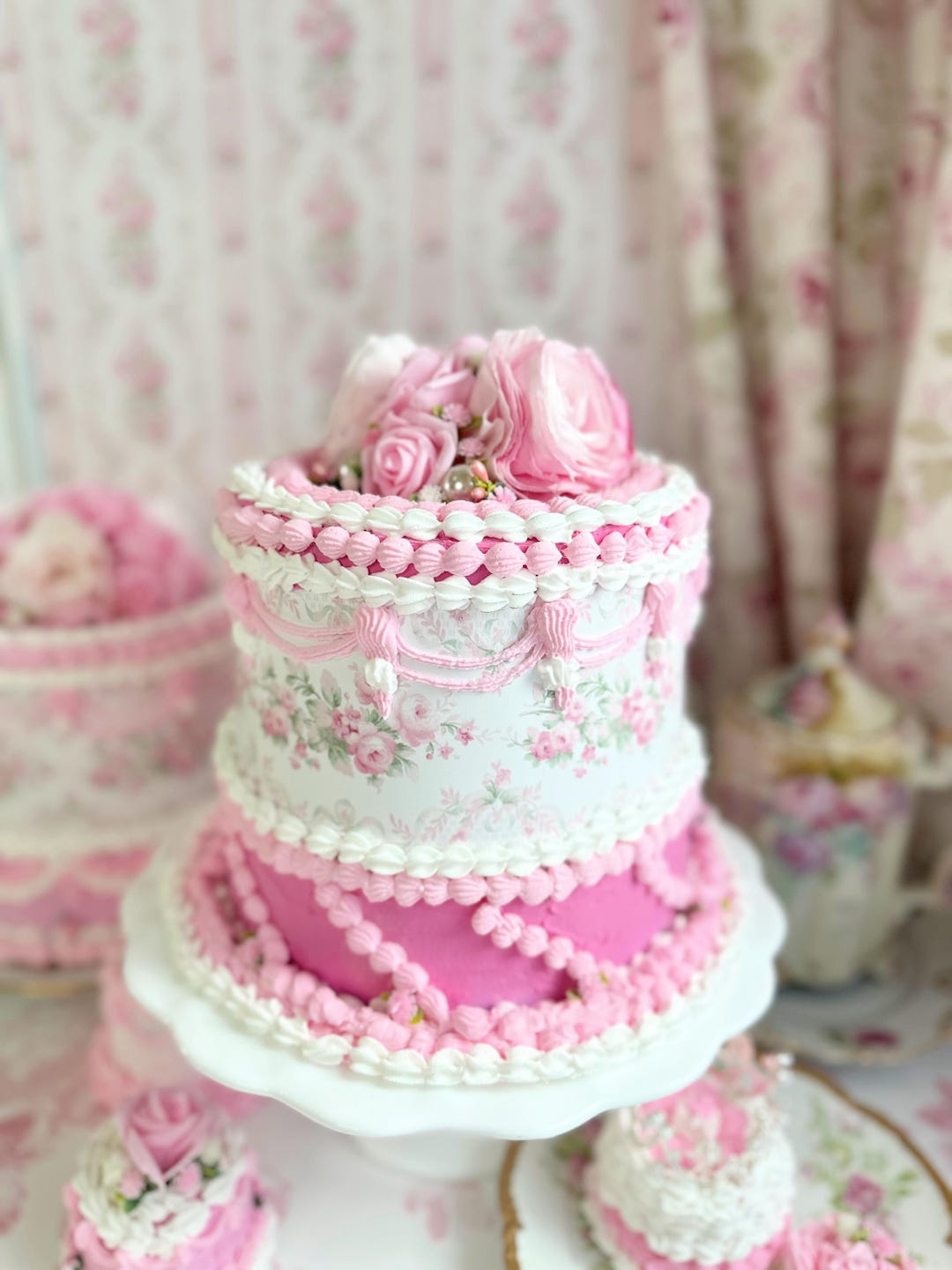 Beautiful Pink Princess Faux Cake Roses - Marie Antoinette Love Shack ...