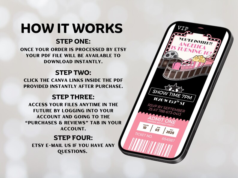 Editable Movie Ticket Invitation Template: Any Event (digital Download ...