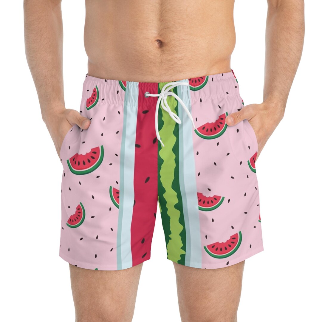 Watermelon Swim Trunks, Beach Shorts, Summer Swimwear, Tropical Board ...