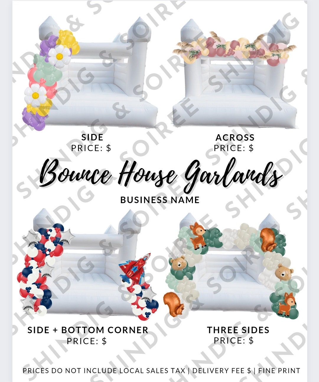 Bounce House Balloon Pricing Menu Canva Template Download - Etsy