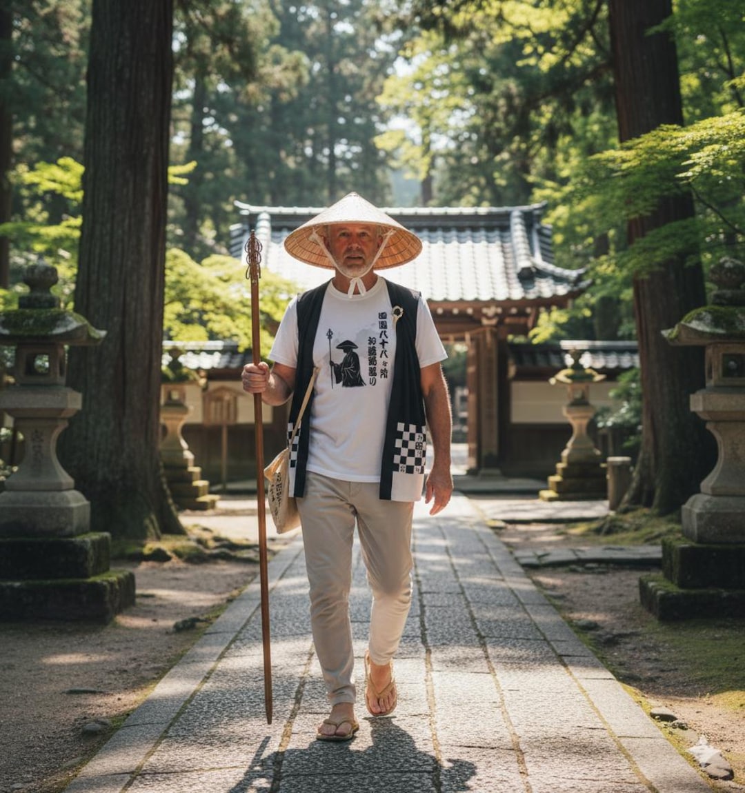 Japanese Henro Monk T-shirt: Shikoku Pilgrimage Zen Culture Tee - Etsy