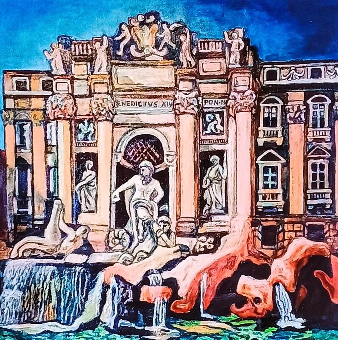 Trevi Fountain Art Print : Rome Wall Art (30x30cm.) - Etsy