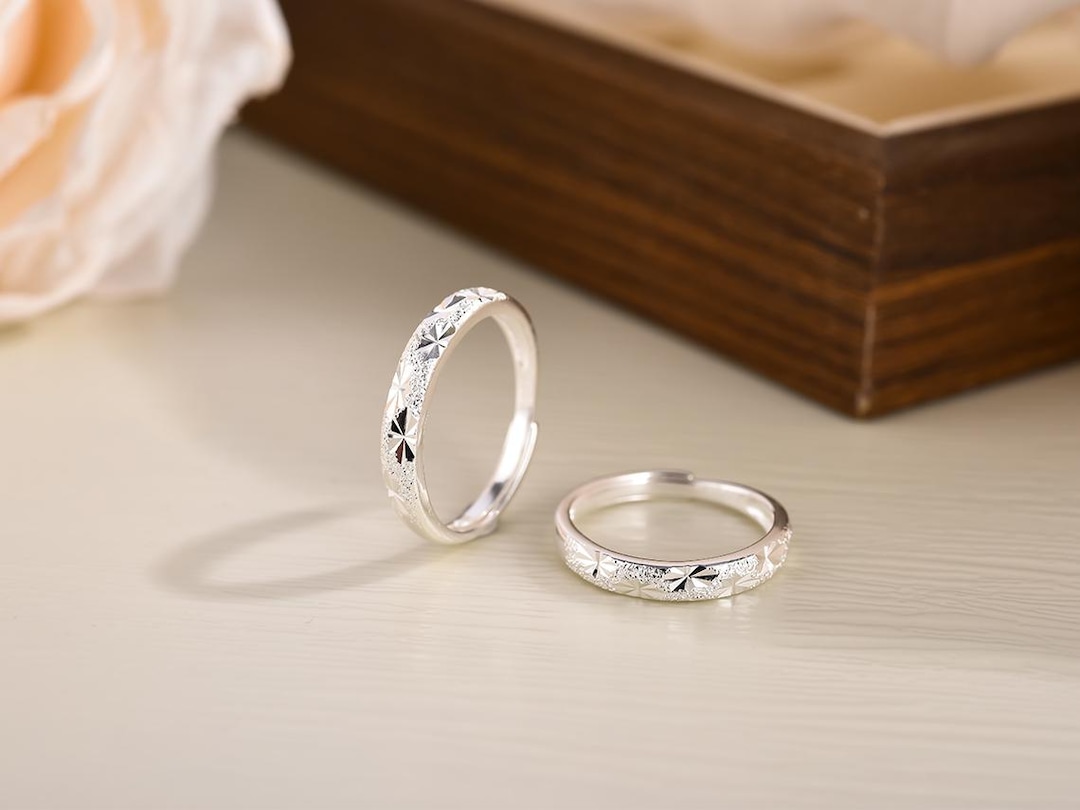 Starlight Couple Rings S999 Silver, Textured Matching Bands Christmas ...