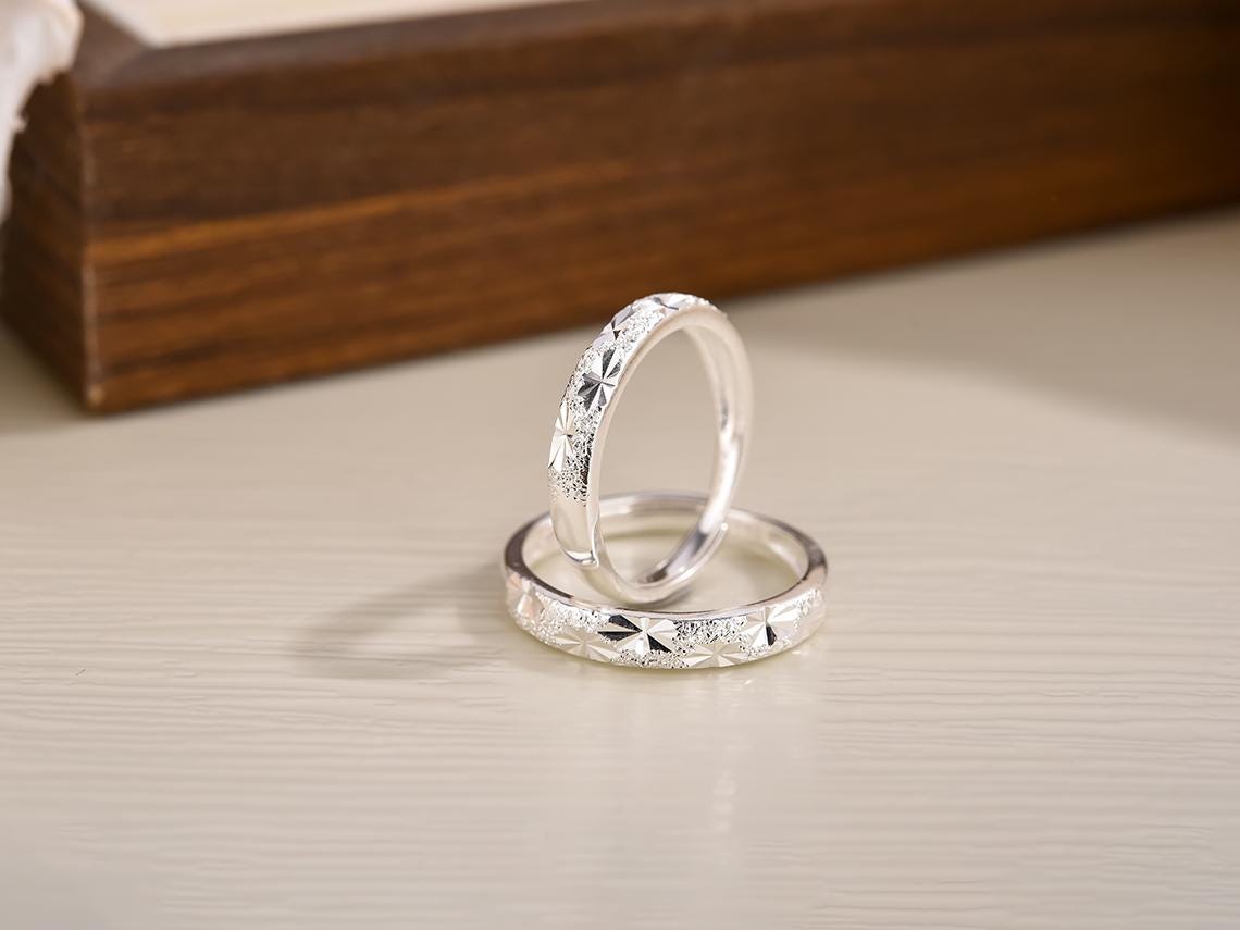 Starlight Couple Rings S999 Silver, Textured Matching Bands Christmas ...