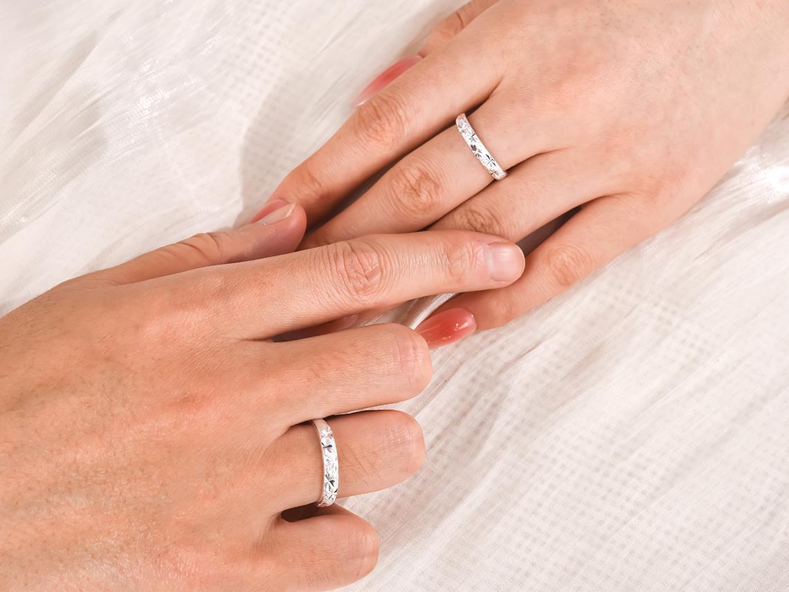 Starlight Couple Rings S999 Silver, Textured Matching Bands Christmas ...
