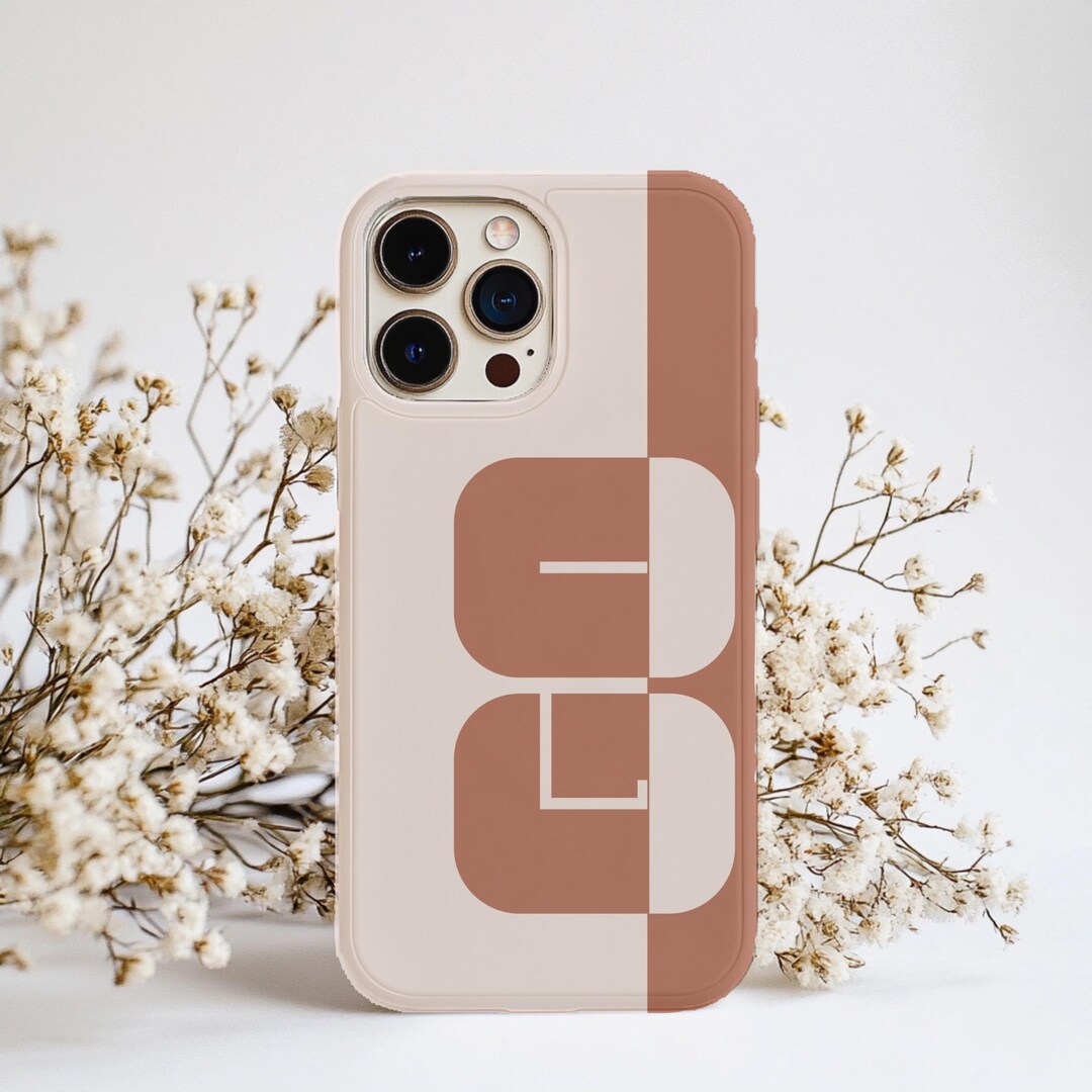 Custom Monogram iPhone Case Minimalist Name in Brown Phone Case for ...