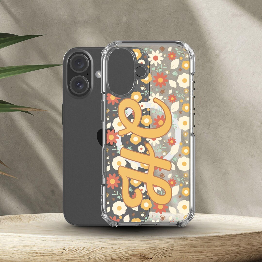 Personalized Name iPhone Case Magsafe Golden Bloom Flower Magsafe Phone ...