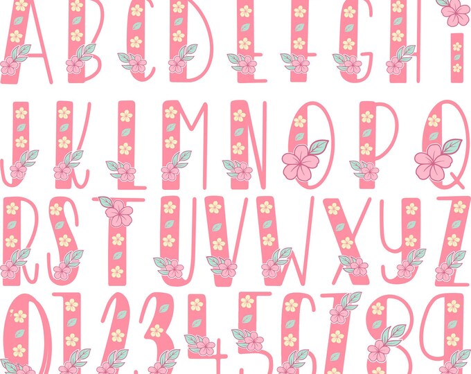 Floral Alphabet Clipart, Pink Alphabet Clipart, Watercolor Floral ...