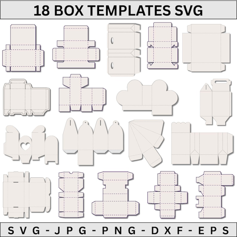 Box Template SVG Bundle:diy Paper Craft Gift Boxes, Favor Gift, Cutting ...