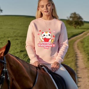 Happy Valentine’s Day Cat Sweatshirt, Kitty Heart Valentine Gift - Etsy