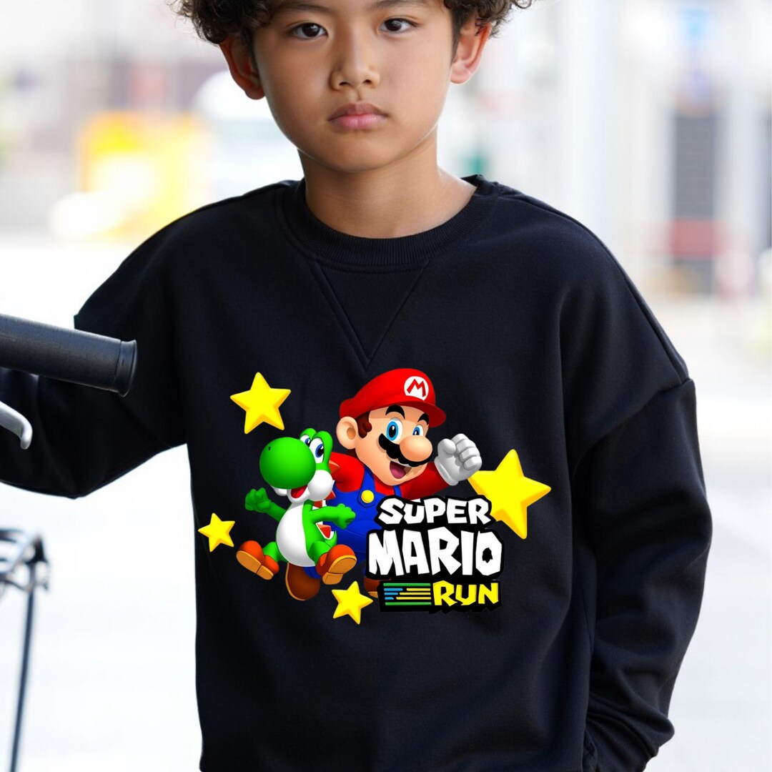 Super Mario Run Sweatshirt | Mario and Yoshi Retro Top | Star Gamer ...