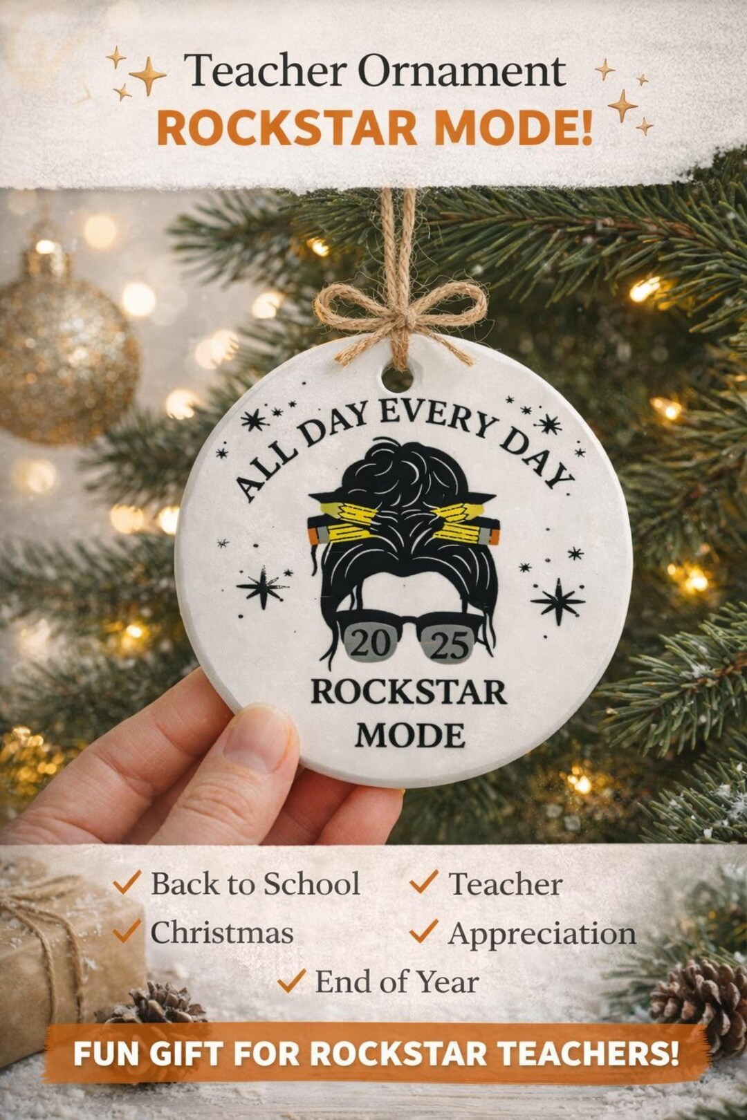 Teacher Ornament 2025/rockstar Teacher Gift/end of the Year - Etsy
