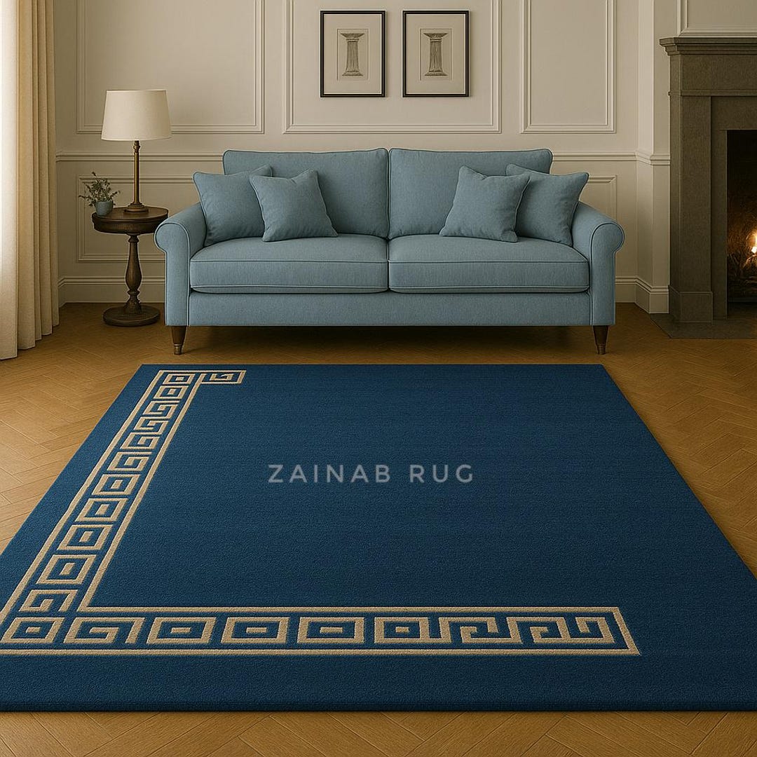 Luxury Blue Tufted Wool Area Rug - Etsy