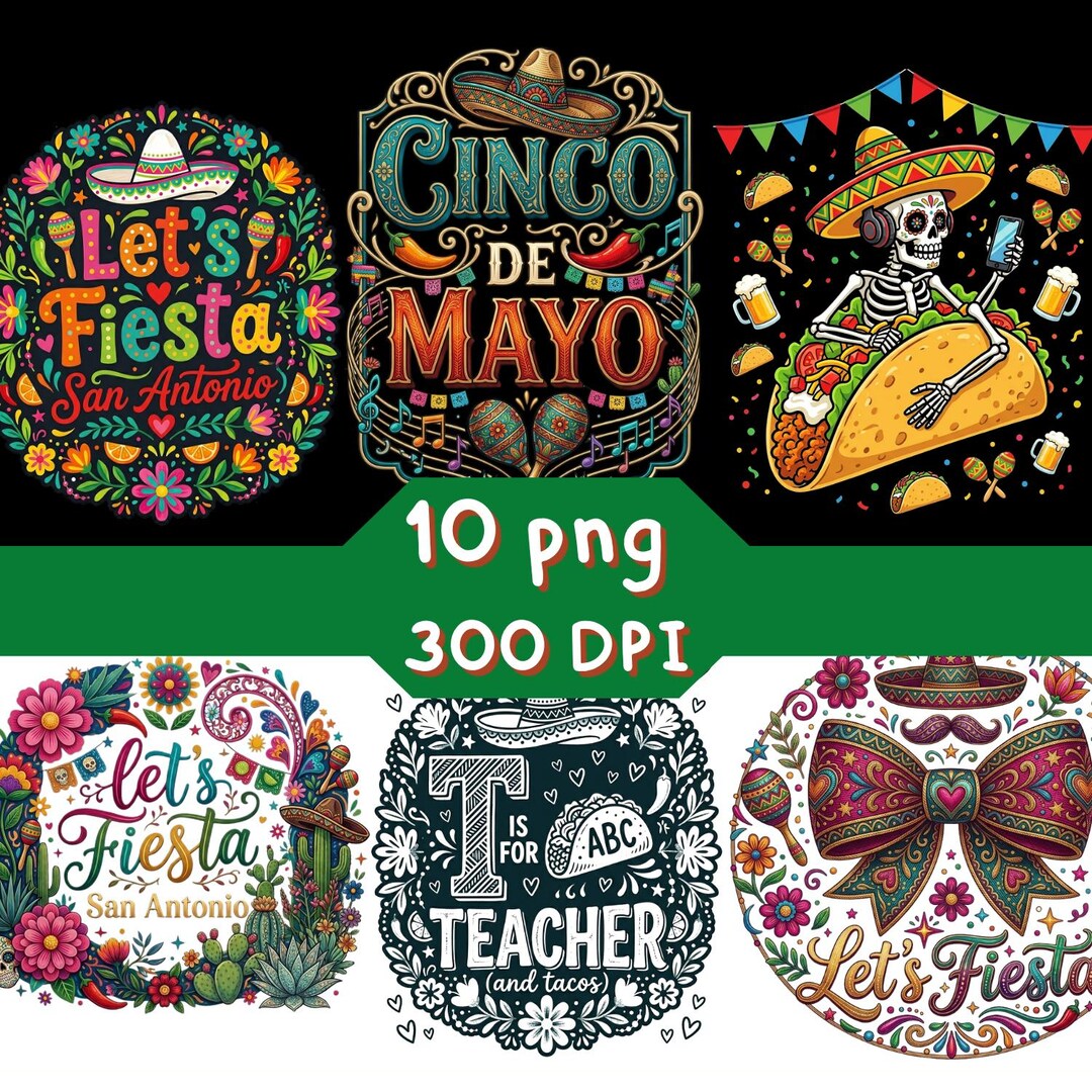 Cinco De Mayo PNG Bundle, Mexican Fiesta Party PNG, Sombrero Taco ...