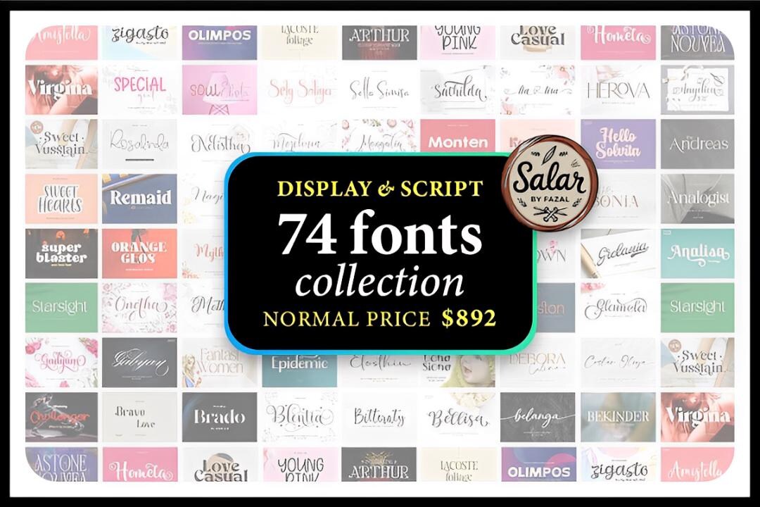74 Display & Script Fonts Collection - Procreate, Planner (digital ...