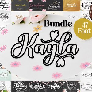 The Kayla Font Bundle - Planner Fonts - Farmhouse Font - Calligraphy ...