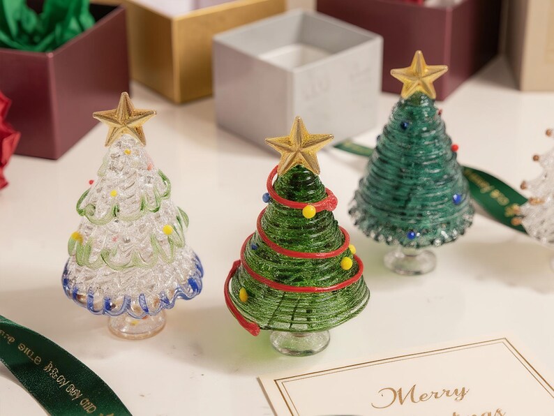 Handmade Stained Glass Figurines,glass Christmas Trees,unique Holiday ...