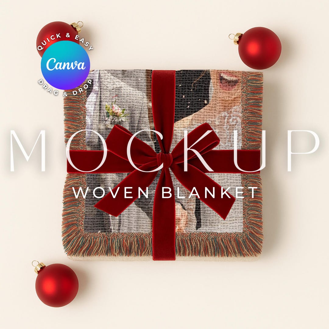 Realistic Folded Woven Blanket Mockup Printify Woven Throw Blanket Mock ...