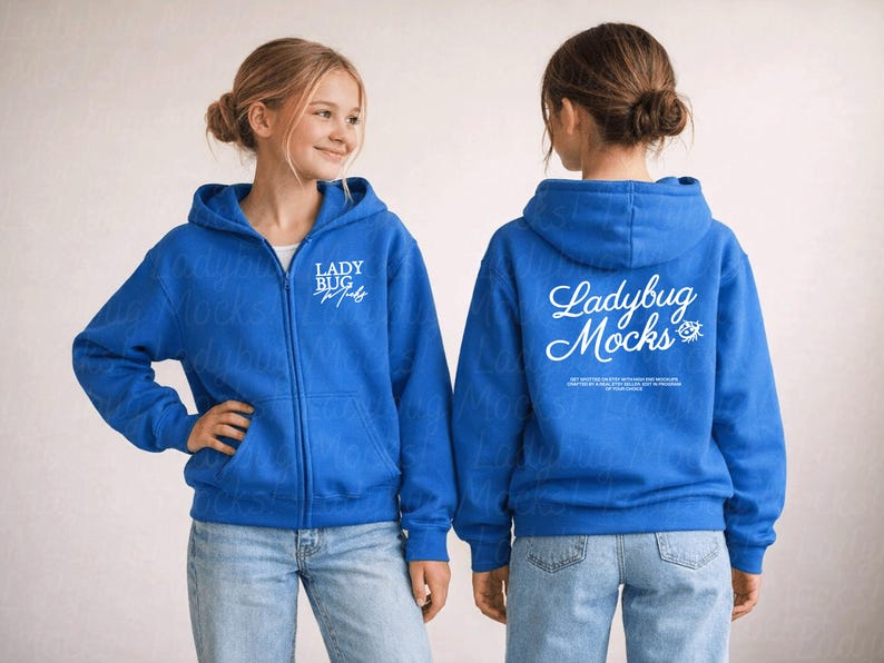 Royal Blue Gildan 18600B Mockup Front Youth G18600B Front Back Mock up ...