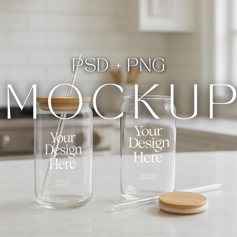 Printify Sipper Glass Mockup Photoshop Smart Object + Canva Template ...