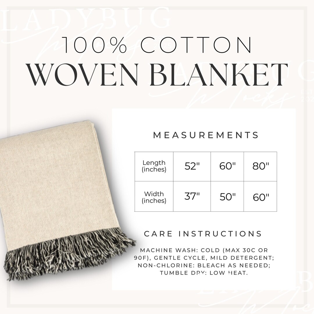 Editable Woven Blanket Mockup Size Chart Printify Print on Demand ...