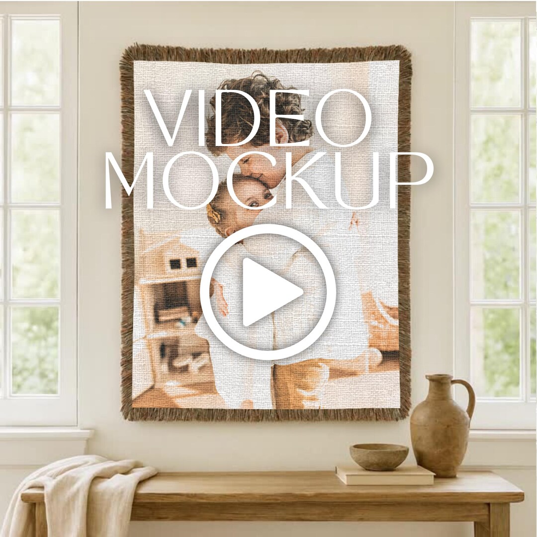 Realistic Video Woven Blanket Mockup Printify Woven Throw Blanket Mock ...