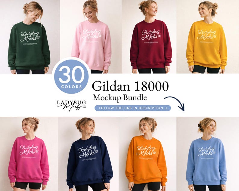 Indigo Blue Gildan 18000 Mockup G18000 Mockup for Print on Demand ...