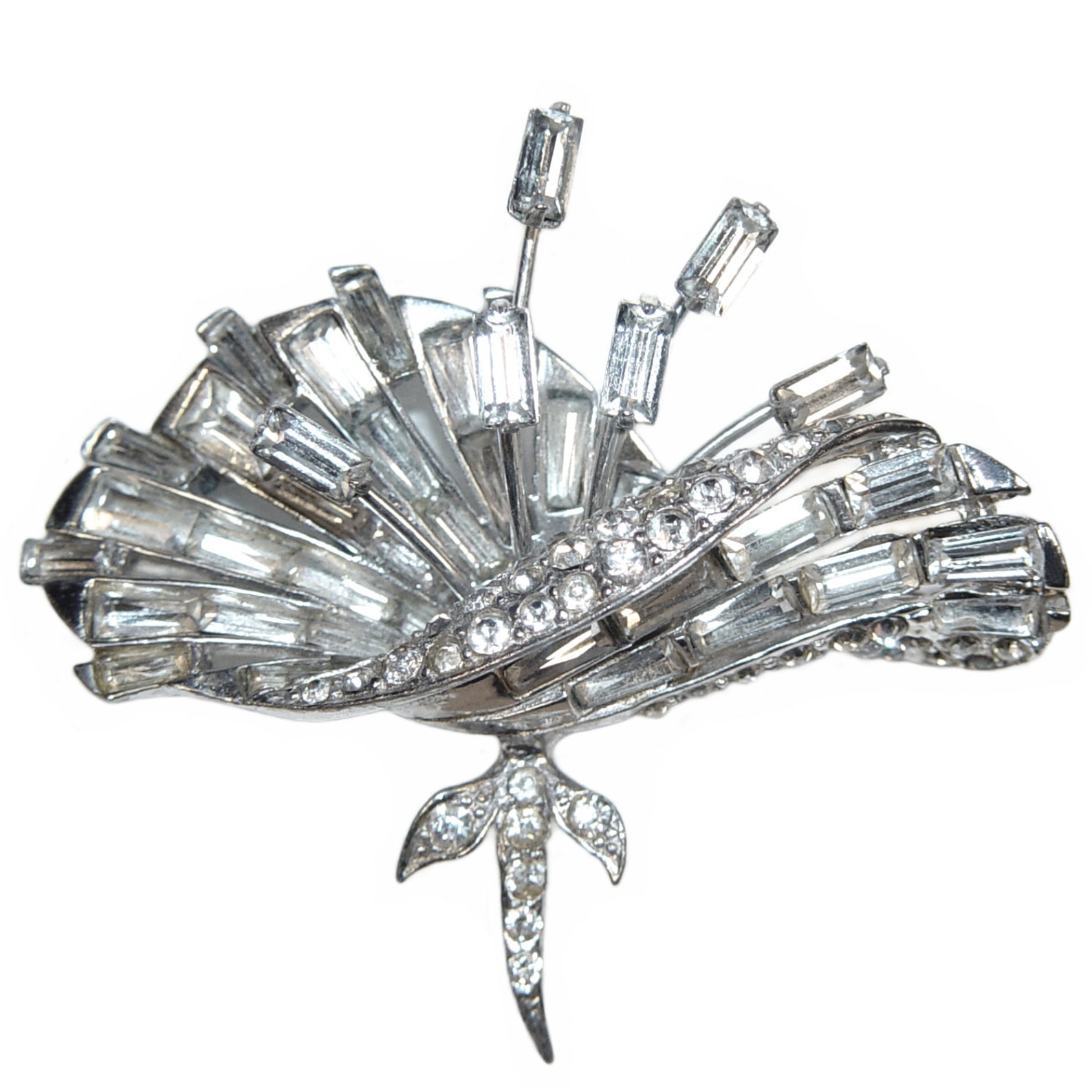 Boucher Flower Brooch, Rhinestone, Rare Early MB Phrygian Cap Signed ...