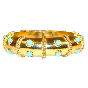 Kenneth Lane Bracelet, Gold and Turquoise Bohemian, Rare, Collectible ...