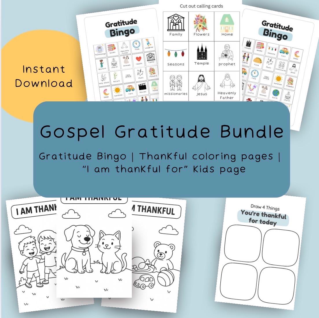 LDS Thankful Coloring Pages Bundle: Thanksgiving Gratitude Activity ...