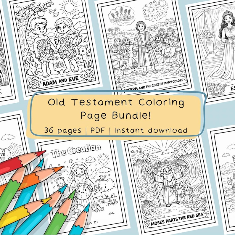 Old Testament Coloring Pages: Bible Story Printables (PDF Download) - Etsy