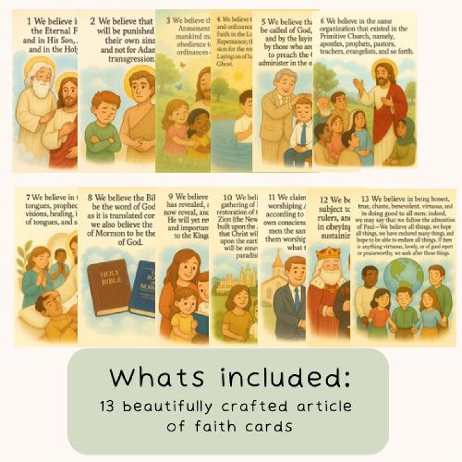 LDS Articles of Faith Cards: Illustrated Scripture Memorization ...