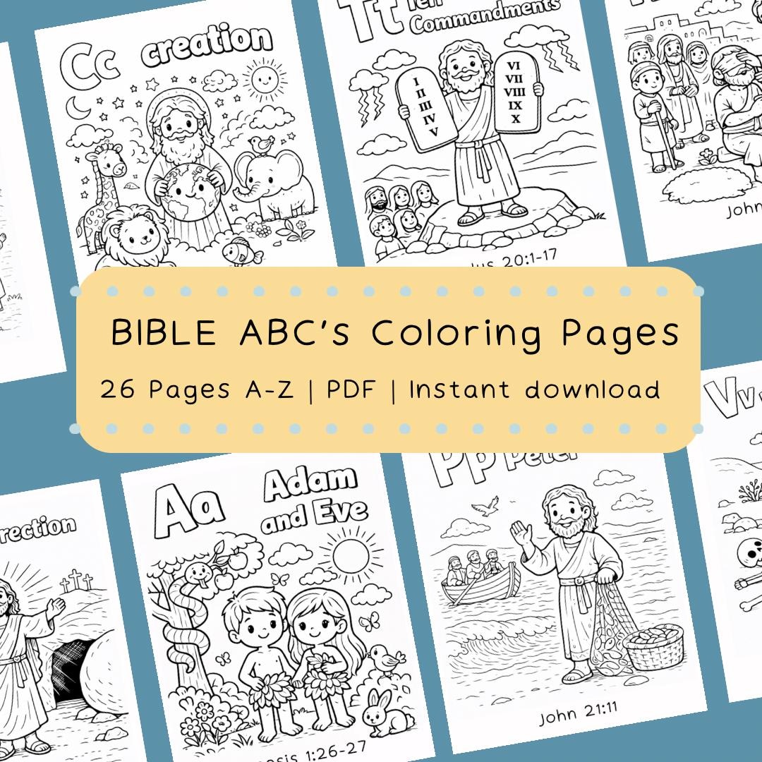 ABC Bible Coloring Pages | Christian Alphabet, Sunday School (PDF ...