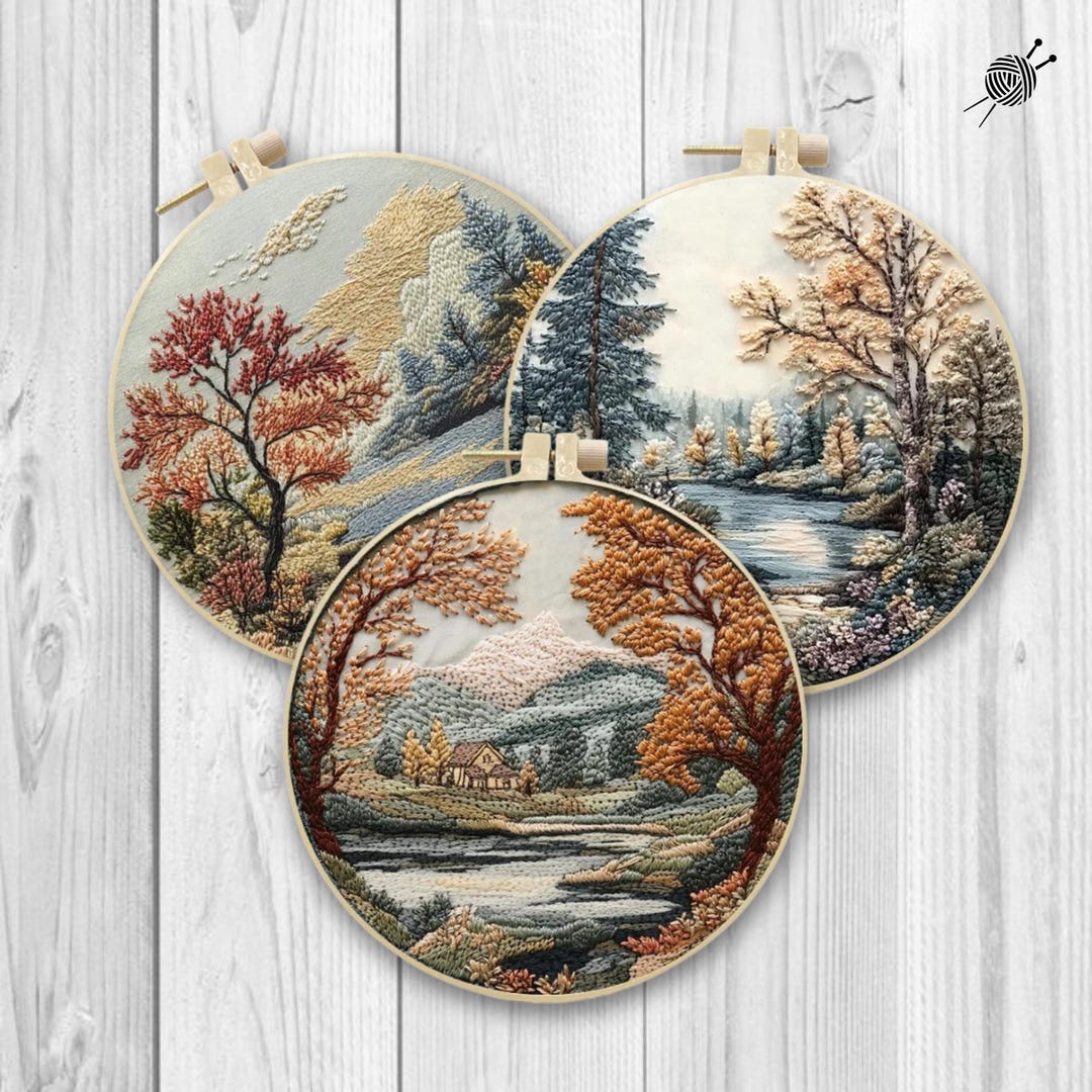 Beginner Embroidery Kit: Natural Scenery, DIY Hand Stitching Set ...