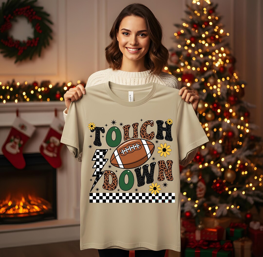Retro Touchdown Png-groovy Football Green Leopard Checkered Svg-game ...