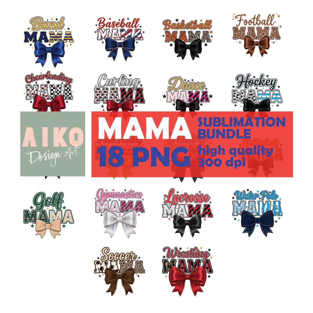 Sports Mama PNG Sublimation Bundle | T-shirt Designs (commercial Use ...