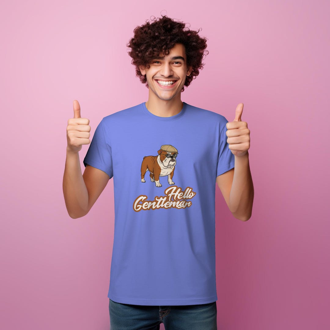 Classy Bulldog With Hat "hello Gentleman" T-shirt - Etsy