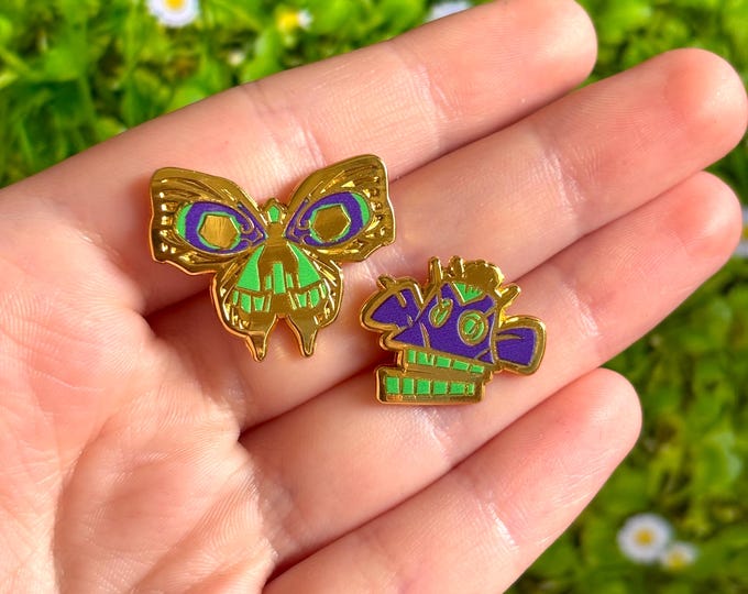 Arcane-inspired Jinx Symbols Butterfly & Monkey Enamel Pin - Etsy