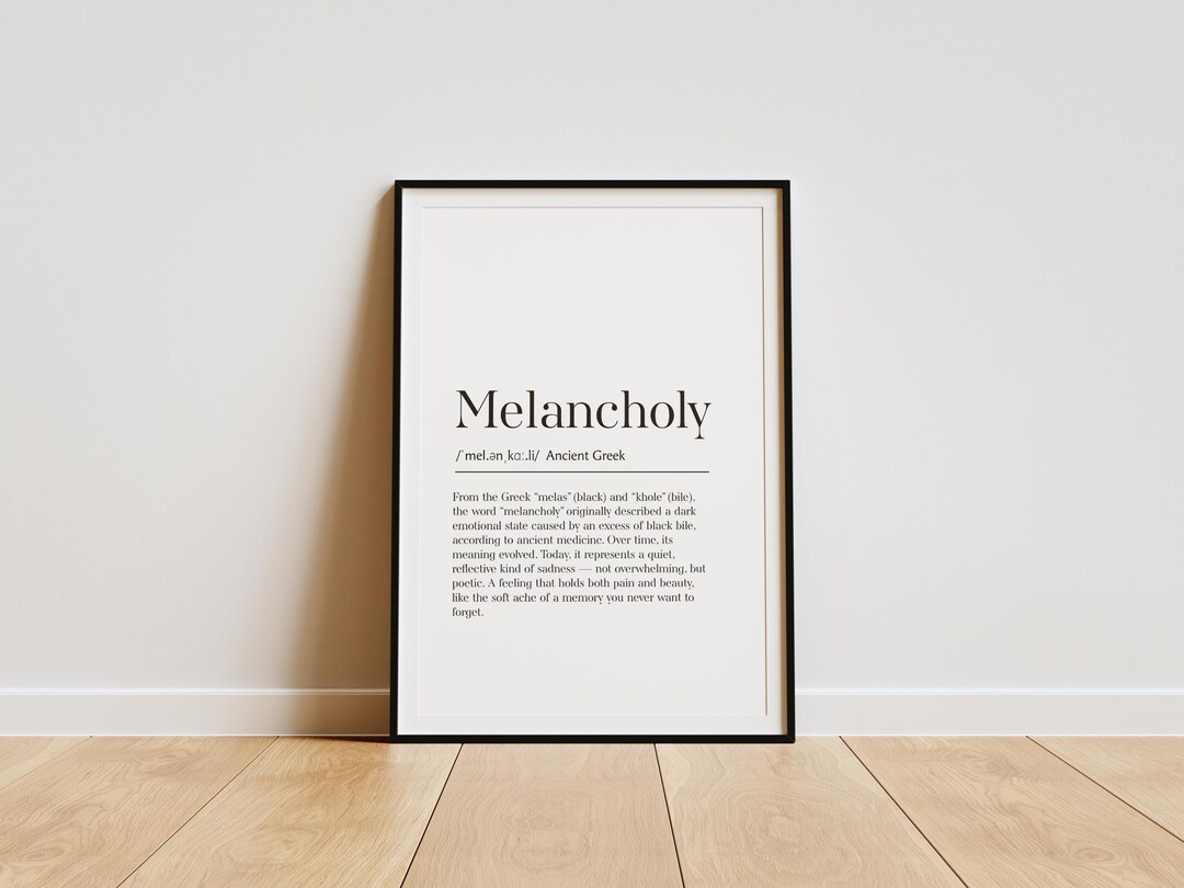 Melancholy Definition Poster – Minimalist Sadness Wall Art, Aesthetic ...