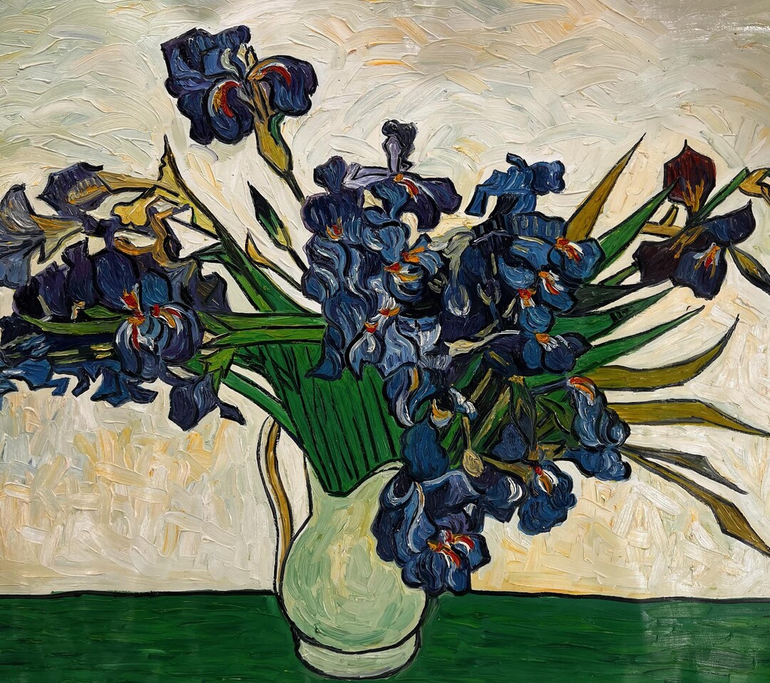 Hand-painted Van Gogh Irises Oil Painting: Post-impressionist Floral ...